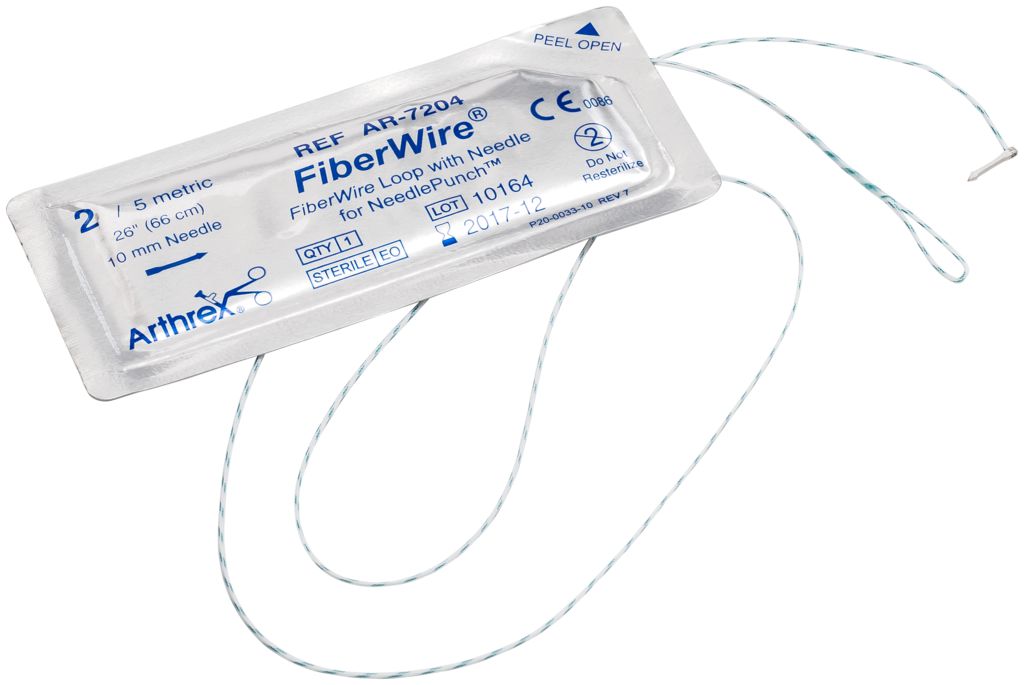 Arthrex - #2 FiberWire Loop, w/Needle for NeedlePunch, 26" (green), 10 ...